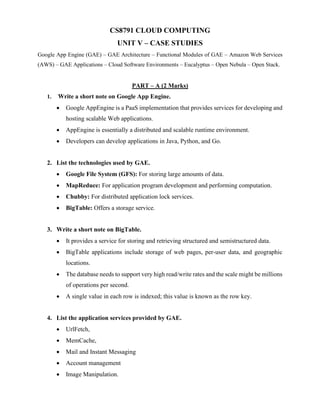 OIT552 Cloud Computing - Question Bank | PDF