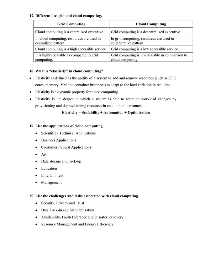 OIT552 Cloud Computing - Question Bank | PDF | Cloud Computing | Internet