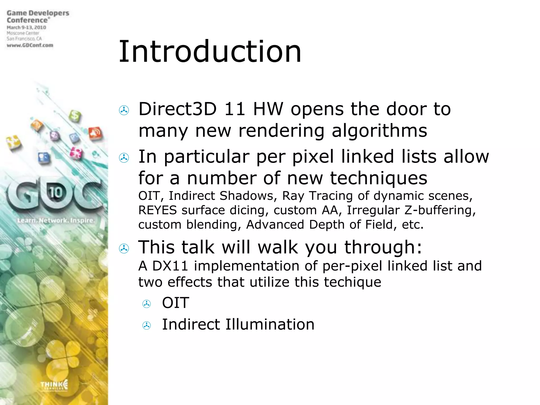 Oit And Indirect Illumination Using Dx11 Linked Lists | PPSX