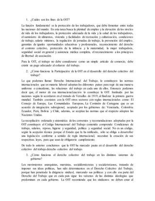 ensayo La Organización Internacional del Trabajo y El derecho colectivo ...