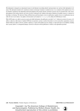 Oi vo non - prelabor rupture of membrane - acog guideline 2018 | PDF