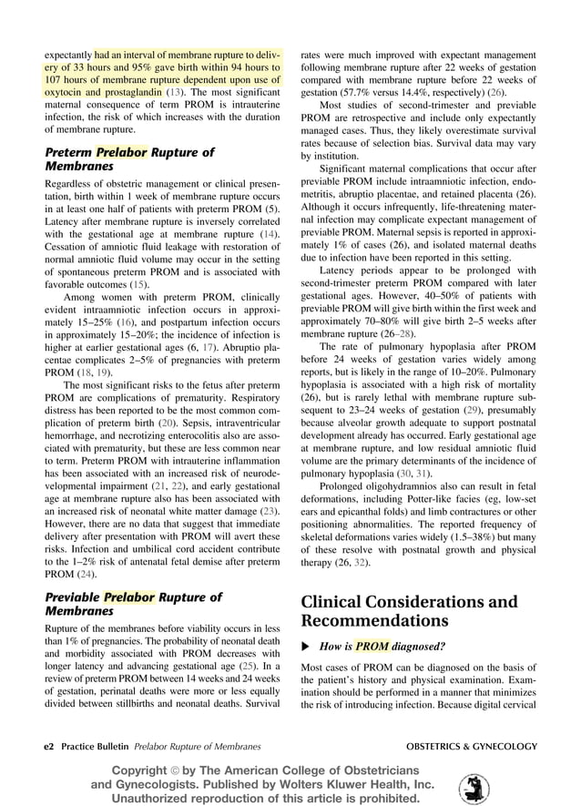 Oi vo non - prelabor rupture of membrane - acog guideline 2018 | PDF ...