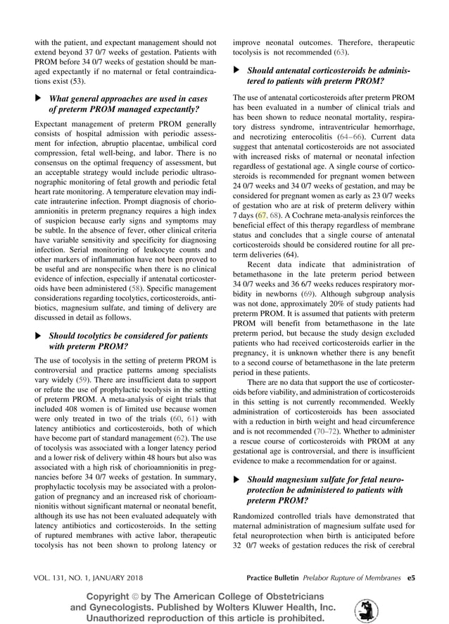 Oi vo non - prelabor rupture of membrane - acog guideline 2018 | PDF ...