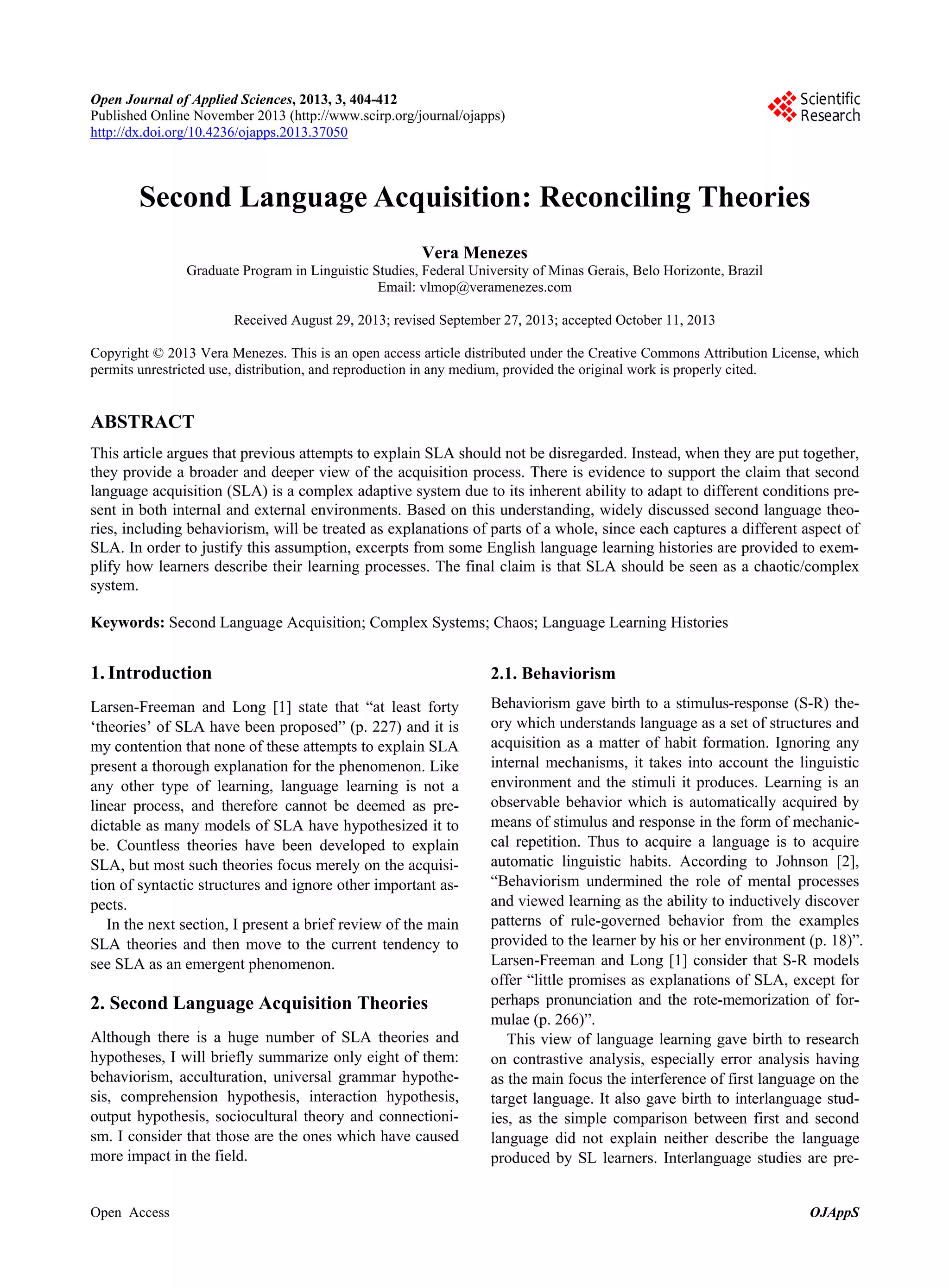 Second Language Acquisition | PDF | Education