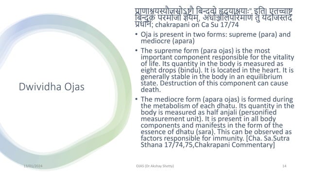 Ojas its classification .pptx by Dr Akshay Shetty | PPTX