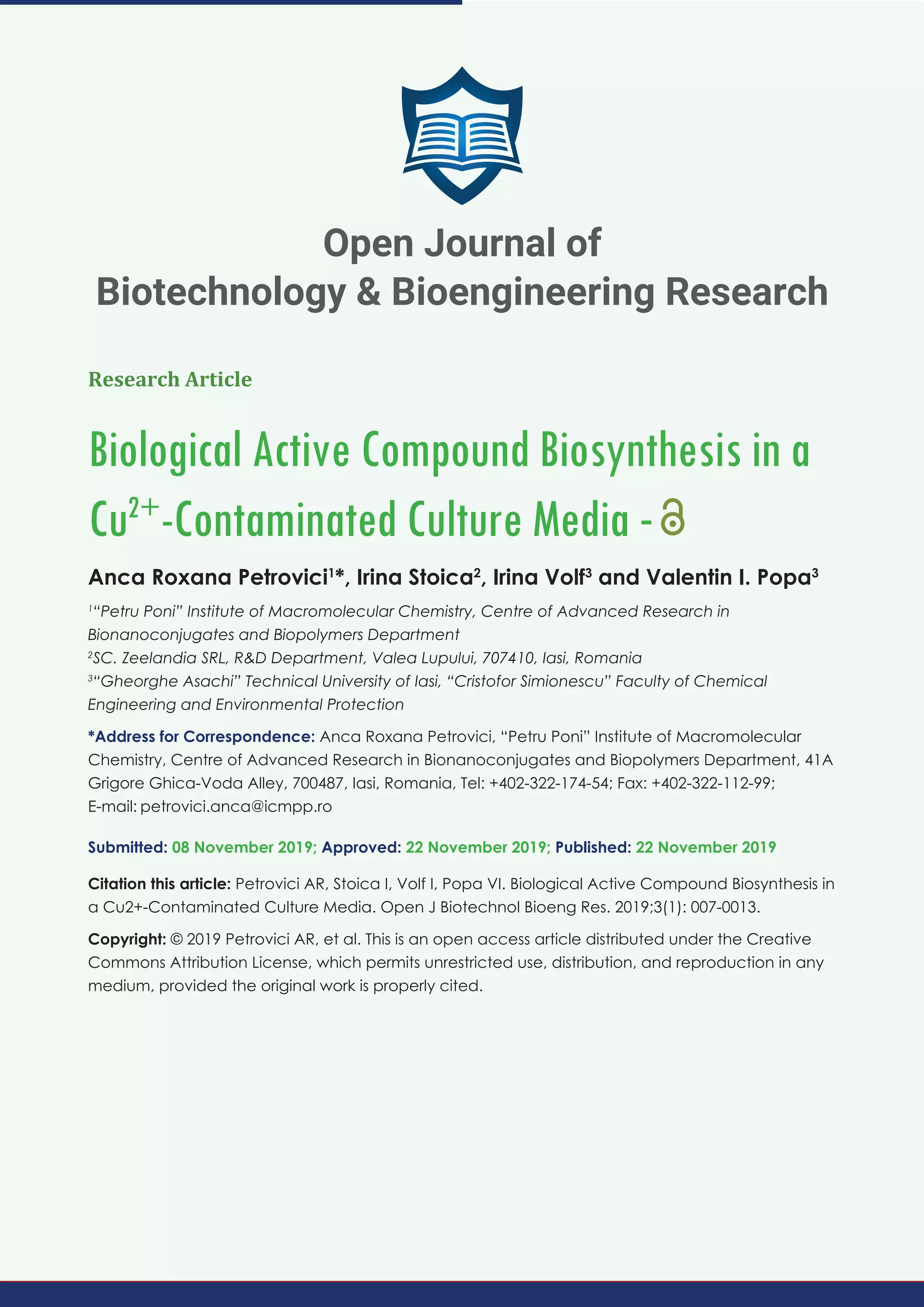 Open Journal of Biotechnology & Bioengineering Research | PDF