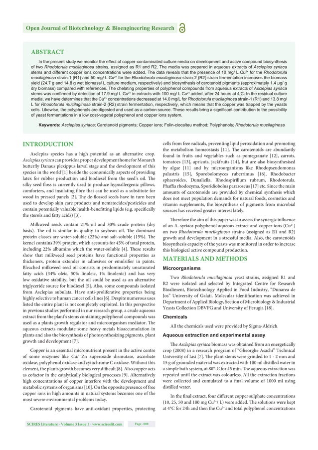 Open Journal of Biotechnology & Bioengineering Research | PDF