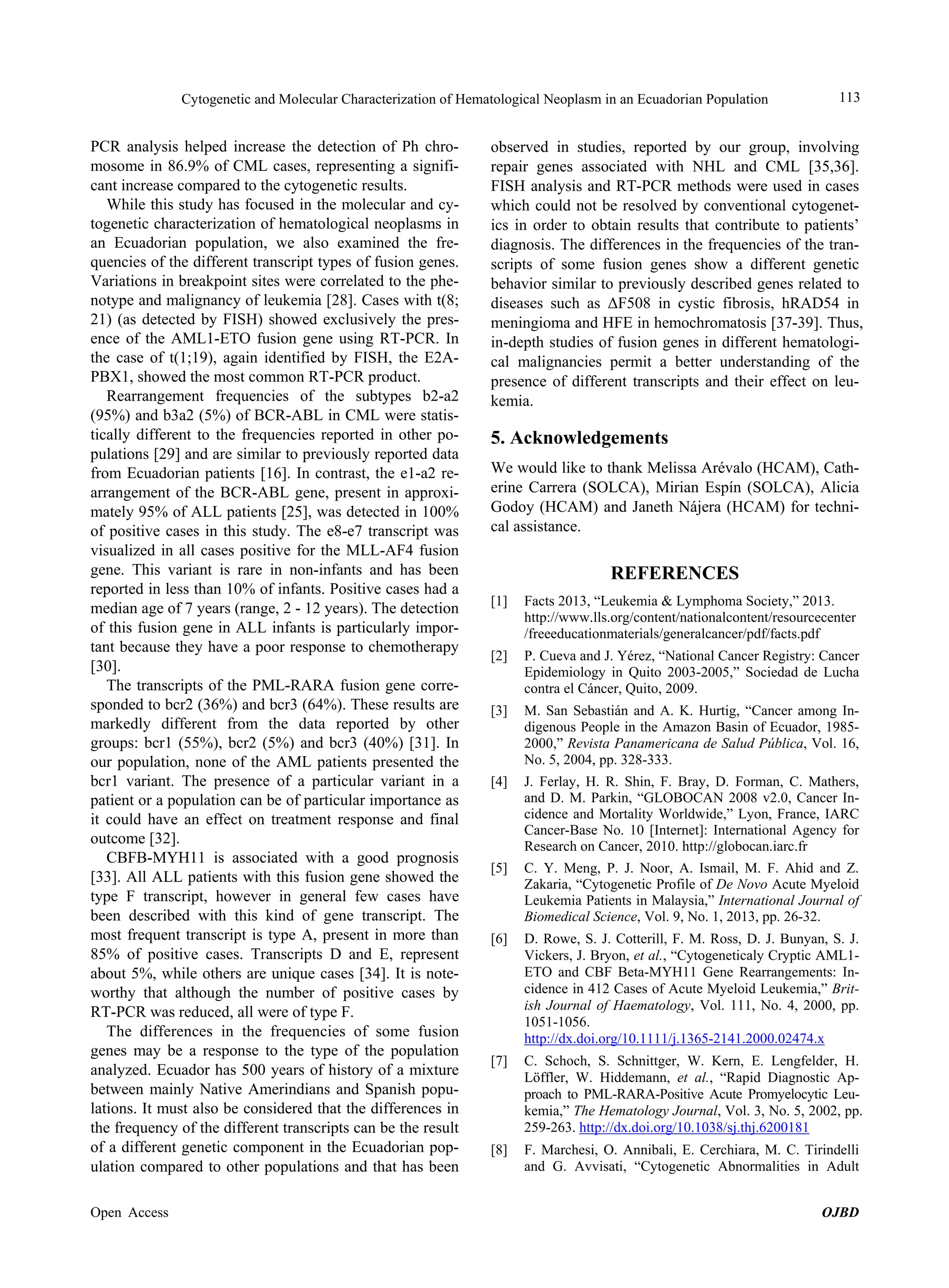Cytogenetic and Molecular Characterization of Hematological Neoplasm in ...