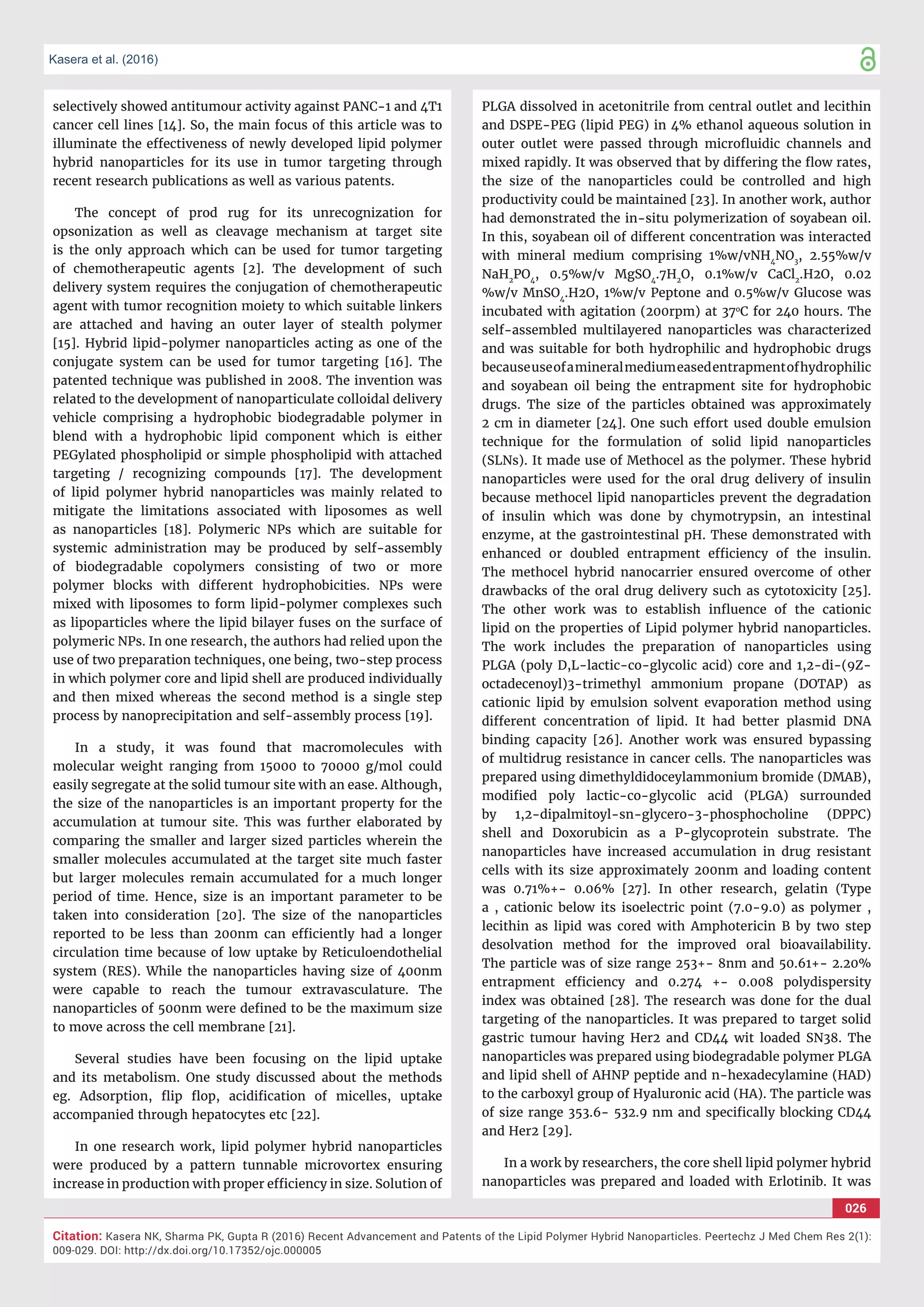 Recent Advancement and Patents of the Lipid Polymer Hybrid ...
