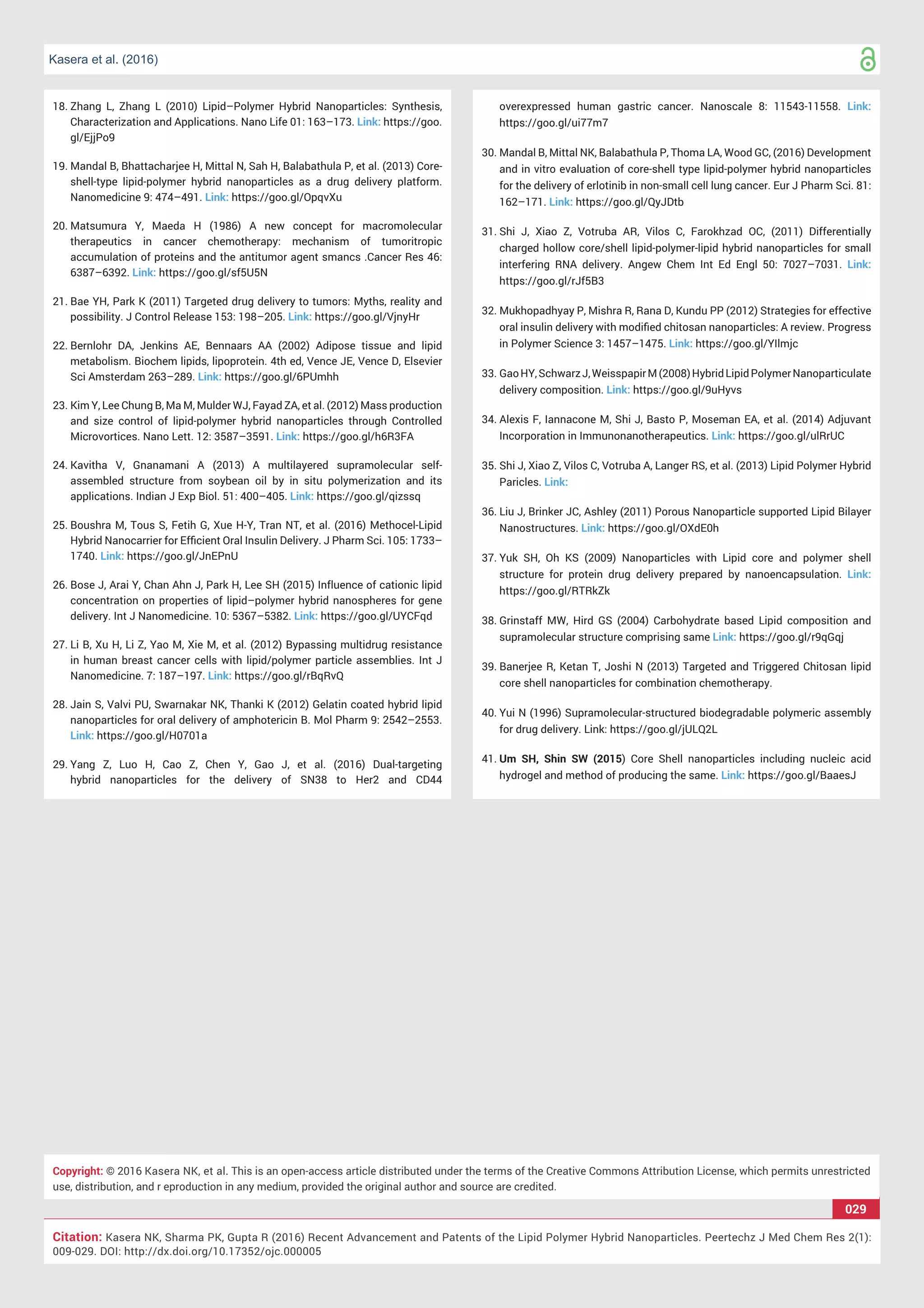 Recent Advancement and Patents of the Lipid Polymer Hybrid ...