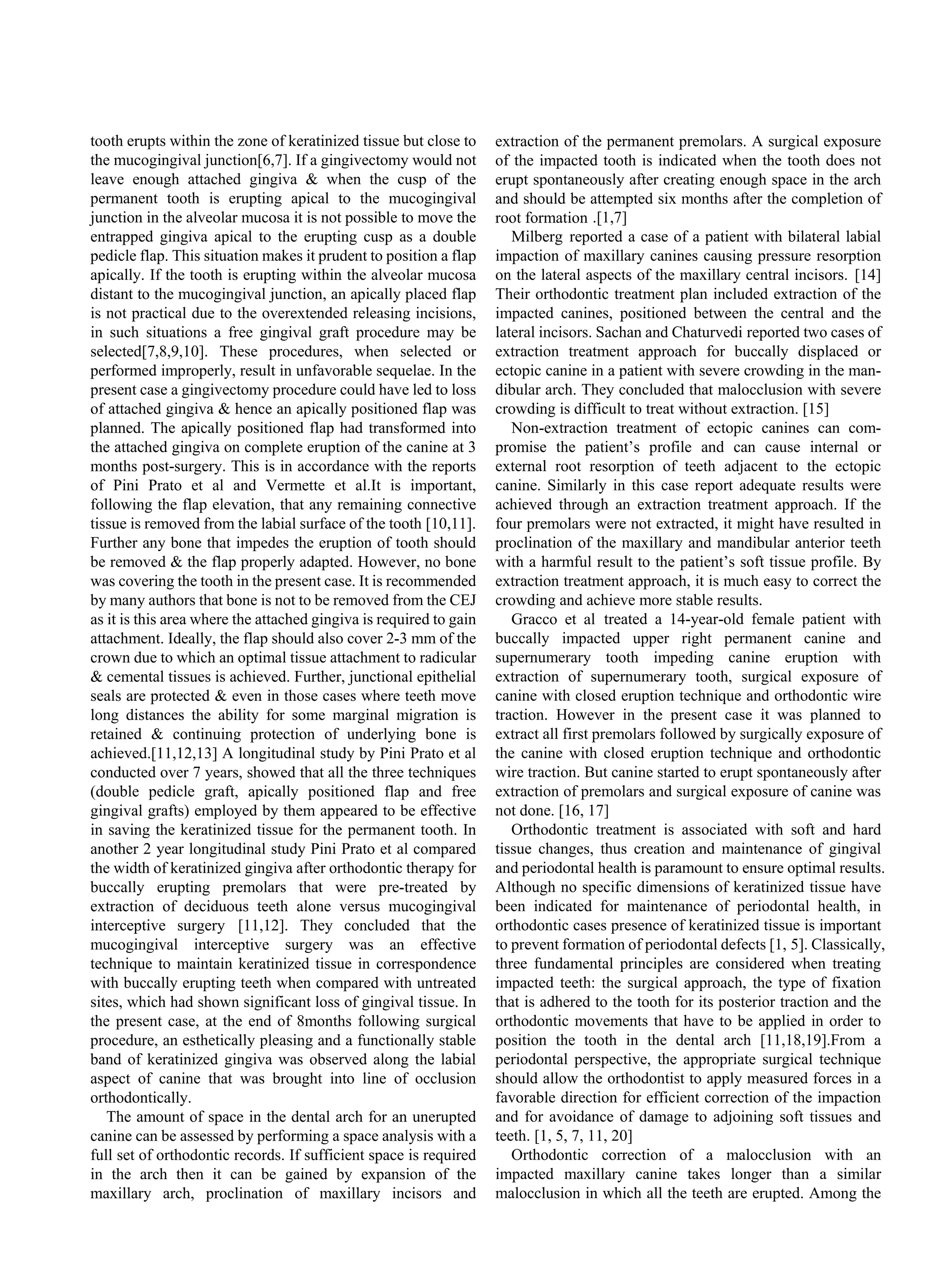 Surgery of Labially Impacted Canine & Orthodontic Management – A Case ...