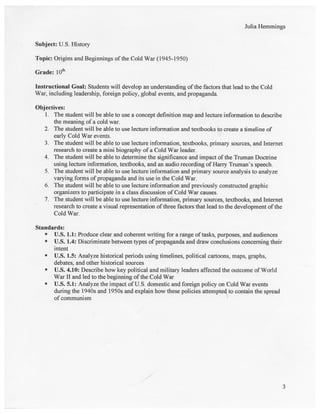 Cold War Unit Plan | PDF