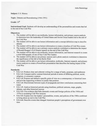 Cold War Unit Plan | PDF