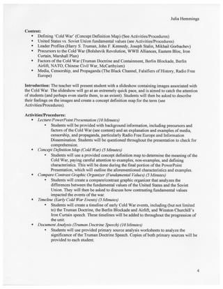 Cold War Unit Plan | PDF