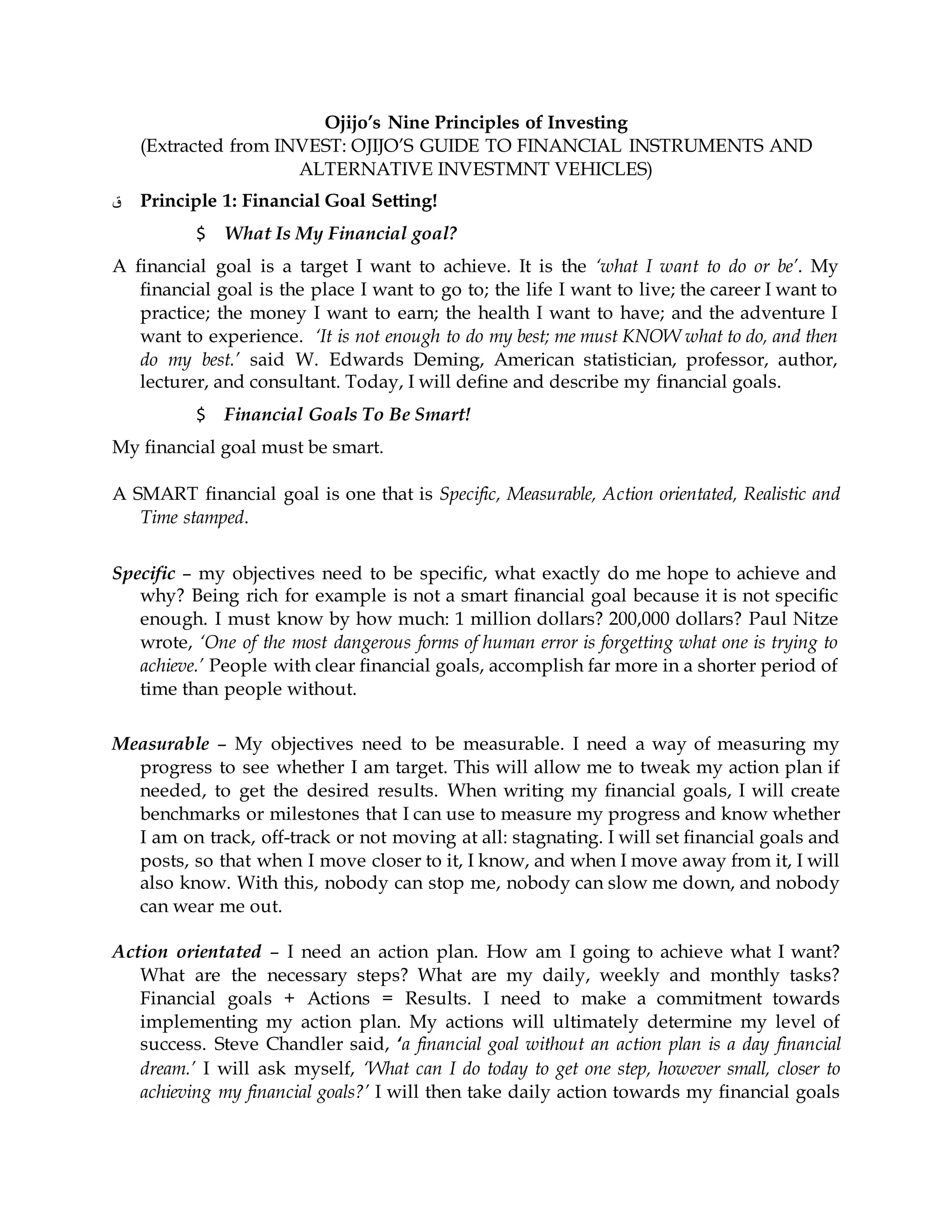 Ojijo 9 principles of investing -ojijo pascal | DOCX