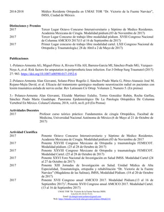 Trayectoria Dr. Alan Giovanni Polanco - Ortopedia | PDF