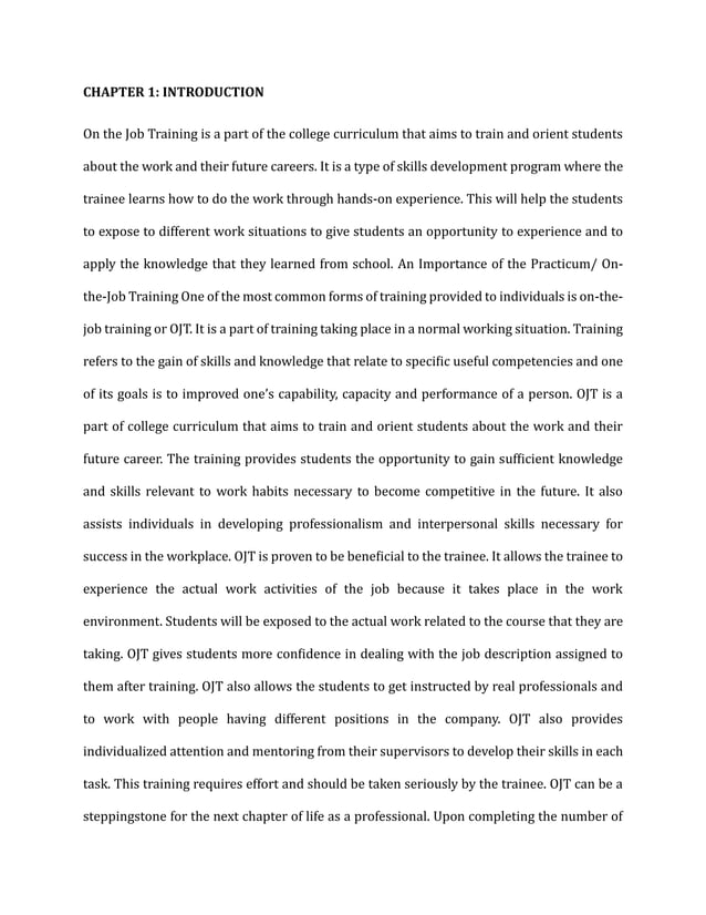 OJT-Narrative-Report.docx | Vocational Training | Careers