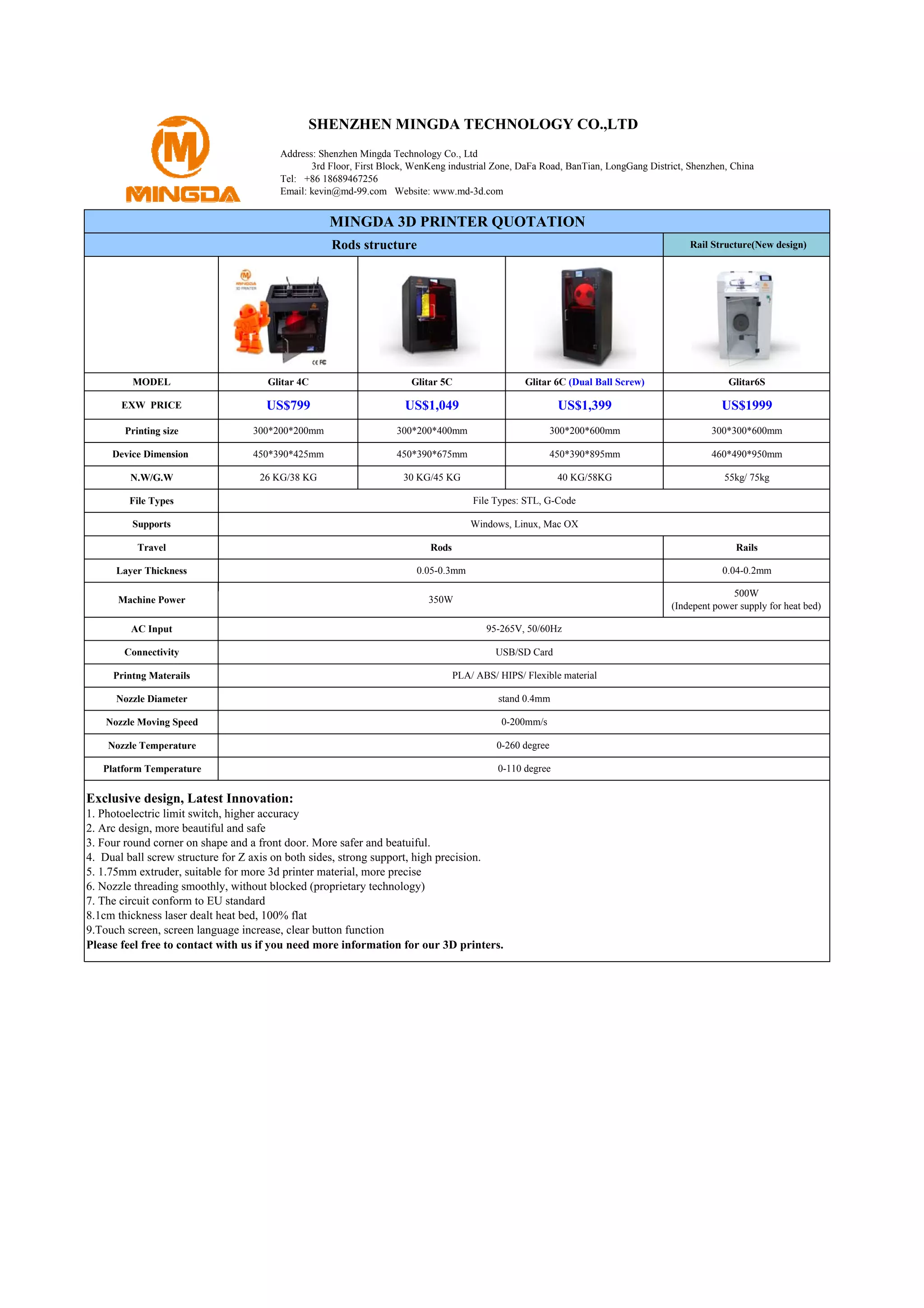 Mingda+3 d+printer+quotation | PDF