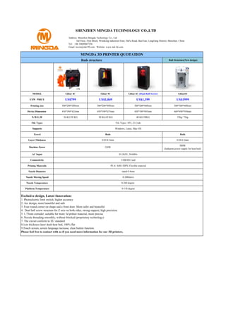 Mingda+3 d+printer+quotation | PDF