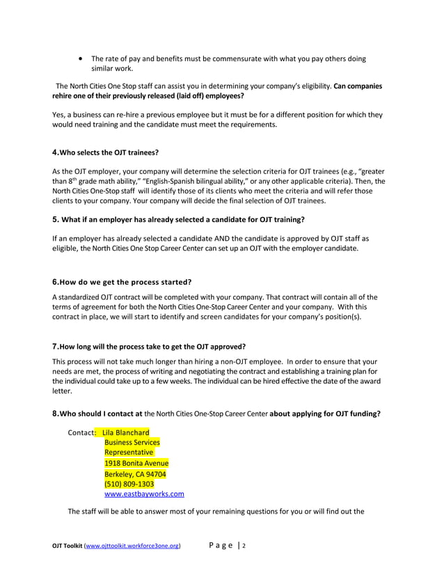 Ojt Fa Qs Answering Employer Questions | PDF