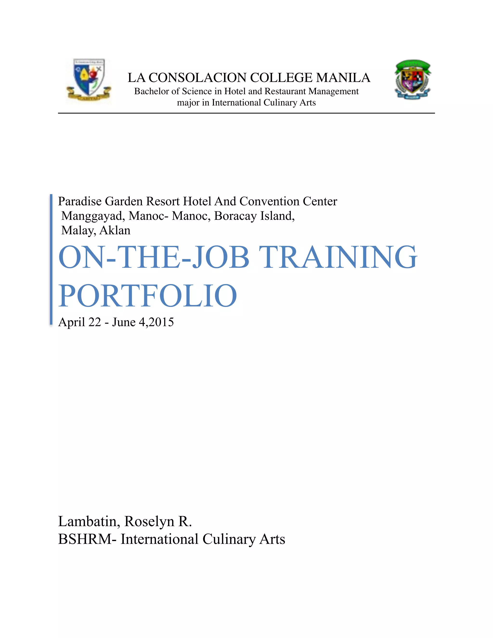 OJT portfolio | PDF