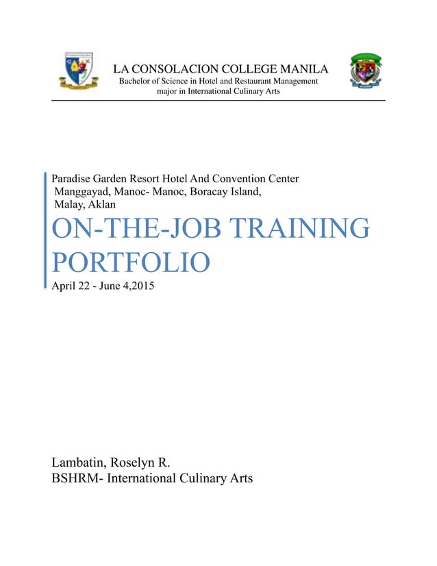 OJT portfolio | PDF | Hospitality Industry | Industries