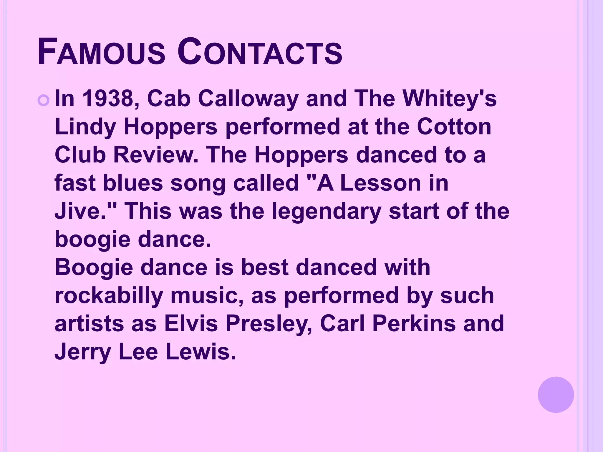 Jive and Boogie (powerpoint presentation) | PPTX