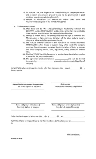 Ojt moa form | DOCX