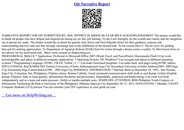 Ojt Narrative Report | PDF