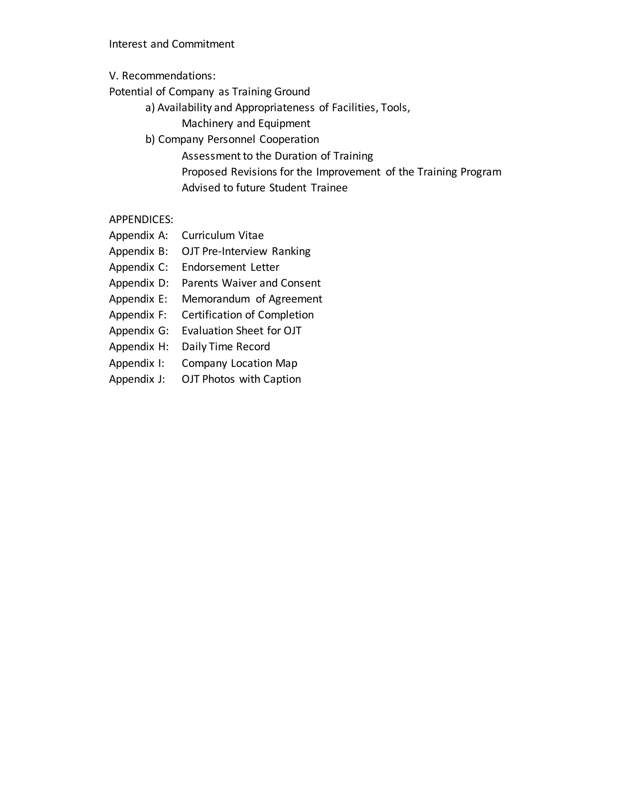 Ojt narrative report table of contents | DOCX