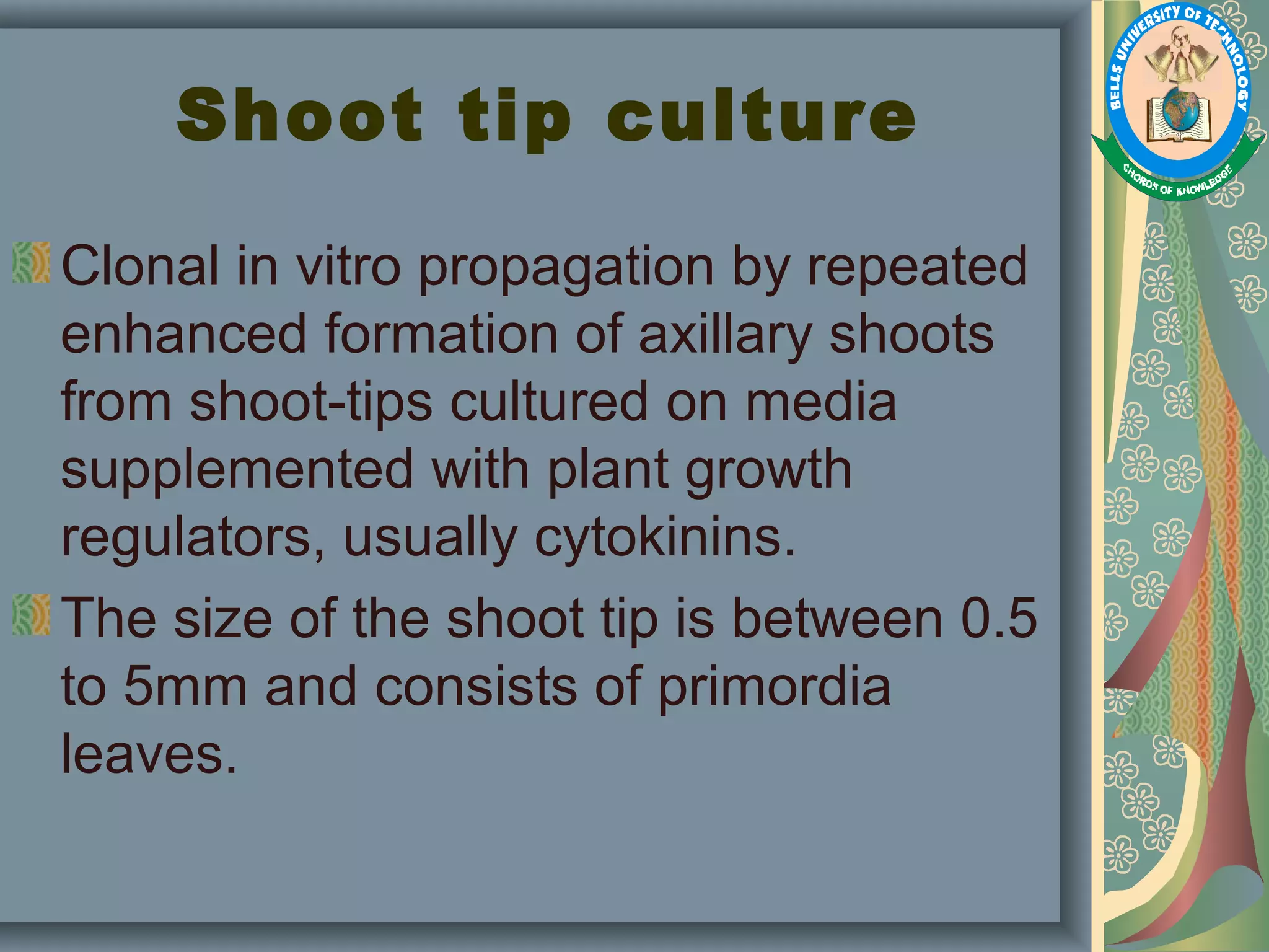 Plant Tissue Culture, Methods and Applications | PPT