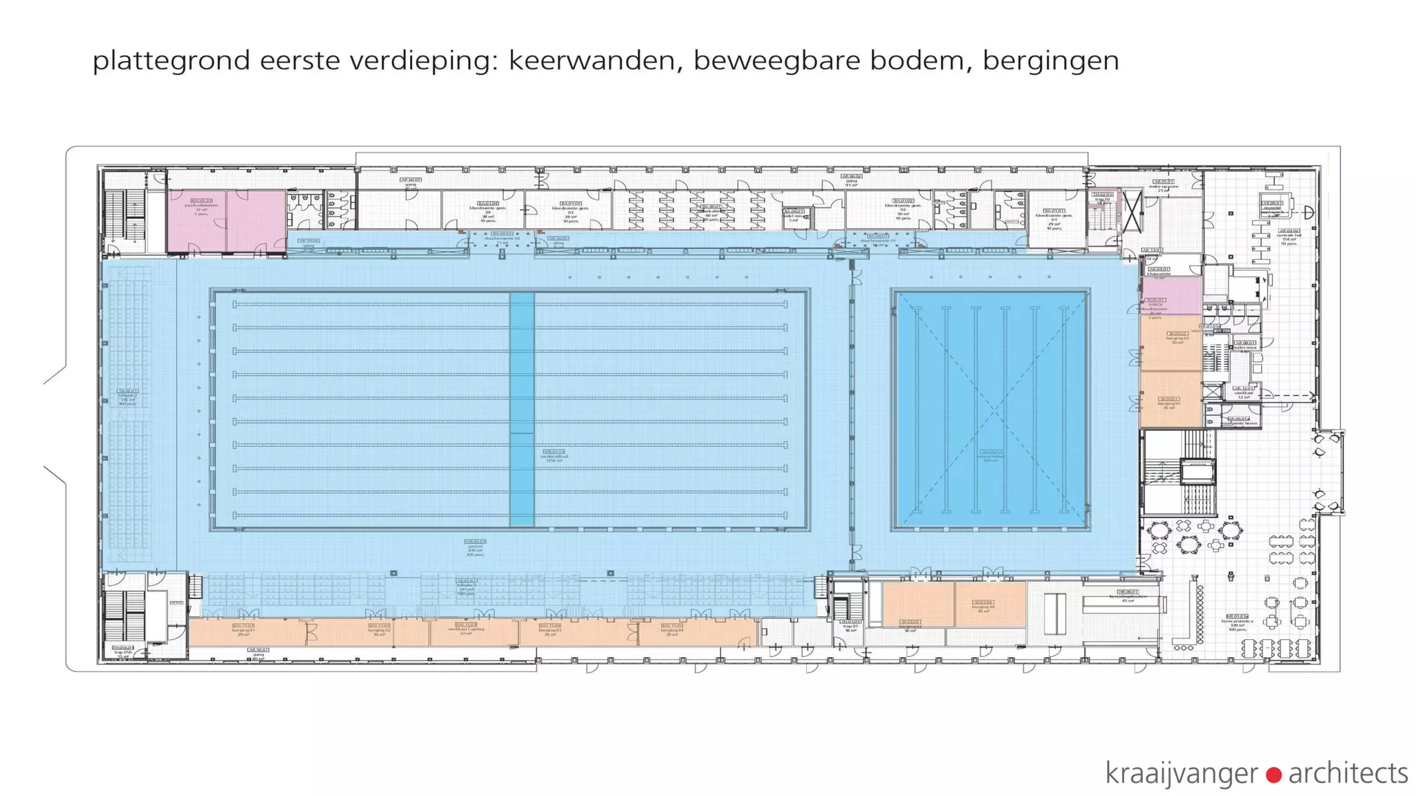 Presentation of the layout of a modern aquatic centre in the middle of ...
