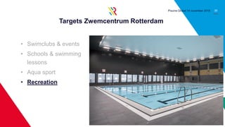 Presentation of the layout of a modern aquatic centre in the middle of ...