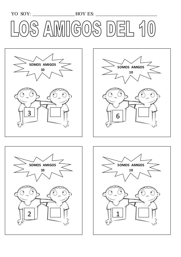 Hojas De Trabajo De Amigos De Diez