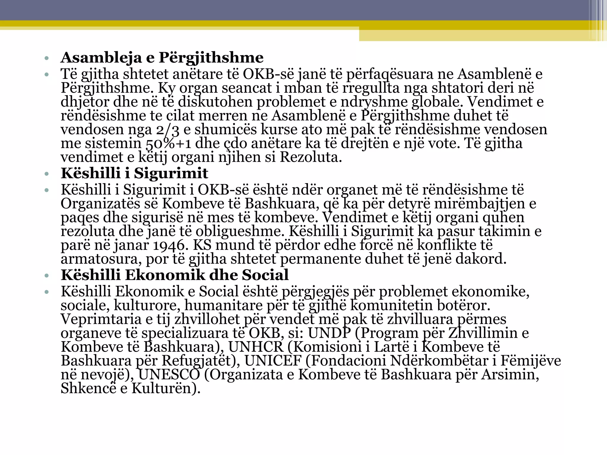 Okb – organizata e kombeve të bashkuara. | PPT