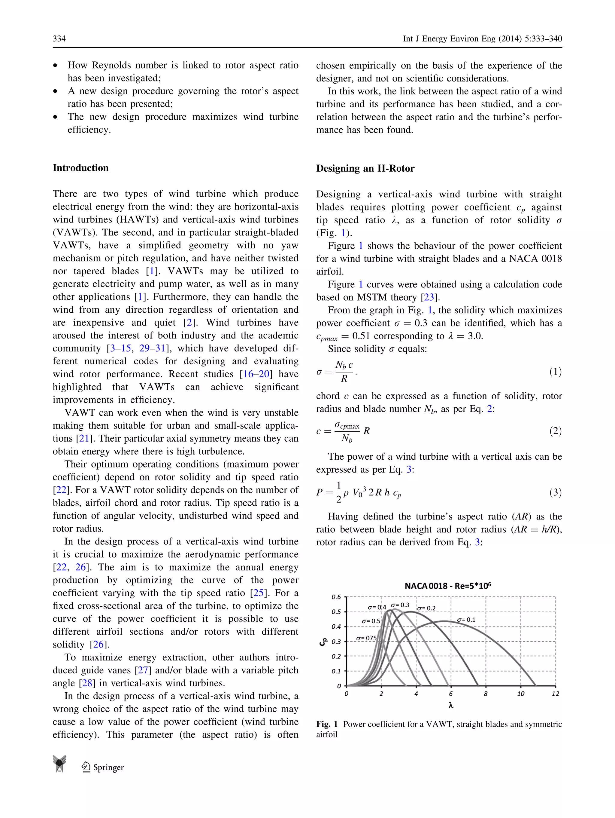Design of a vertical axis wind turbine- how the aspect ratio affects | PDF
