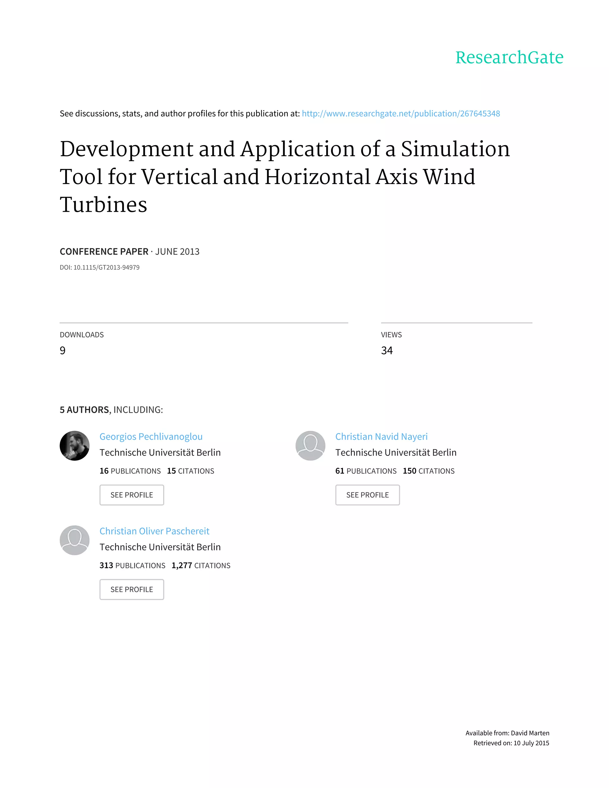Development And Application Of A Simulation Tool For Vertical And Horizontal Axis Wind Turbines