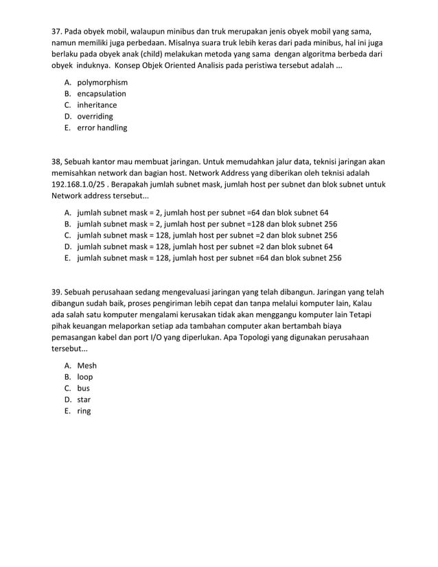 Soal Jaringan Dasar | PDF