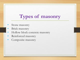 Types of masonry and its failure types | PPTX