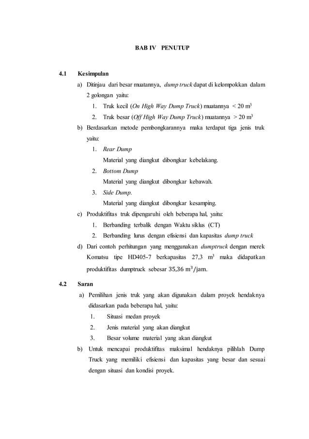 MAKALAH ALAT BERAT (DUMPTRUCK) | DOCX