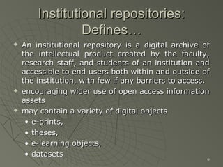 Institutional Repositories: Dealing with Data Challenges | PPT