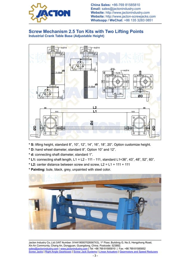 industrial crank table base lift mechanism with adjustable height | PDF