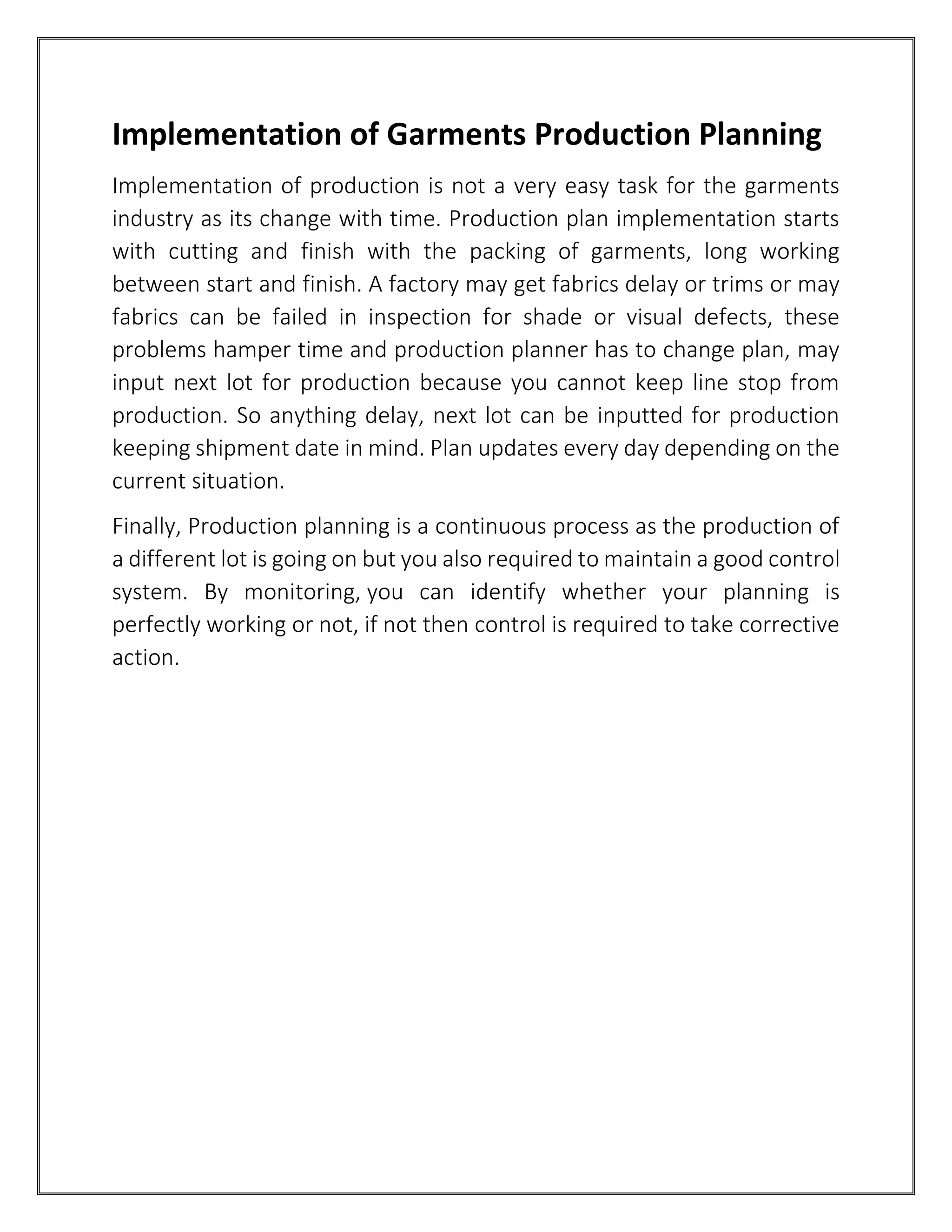 Capacity Planning In Garments Industry | PDF