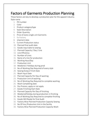 Capacity Planning In Garments Industry | PDF