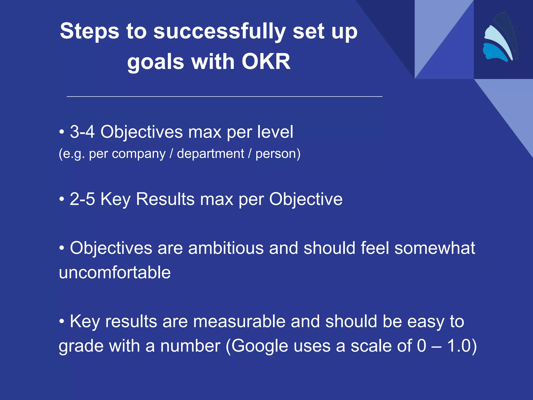 OKR Best Practices. Useful tips for creating Objectives & Key Result | PDF