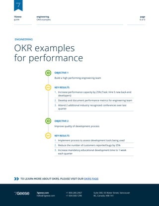 Software Engineering OKR Examples | PDF