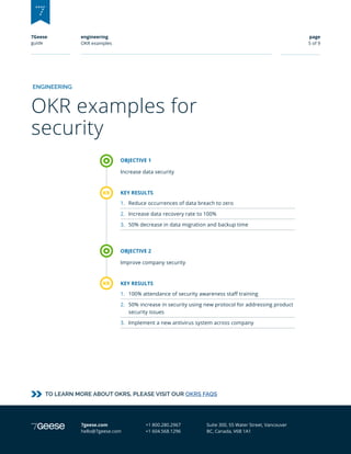 Software Engineering OKR Examples | PDF