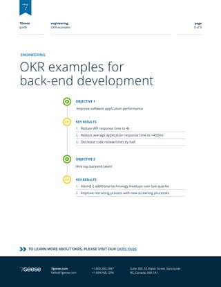 Software Engineering OKR Examples | PDF