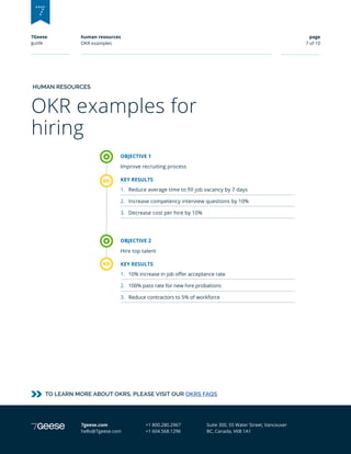 Human Resources OKR Examples | PDF