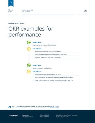 Human Resources OKR Examples | PDF